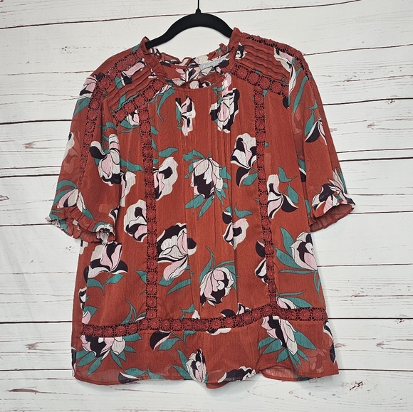 Daniel Rainn | Tops | Daniel Rainn Orange Floral Top | Poshmark